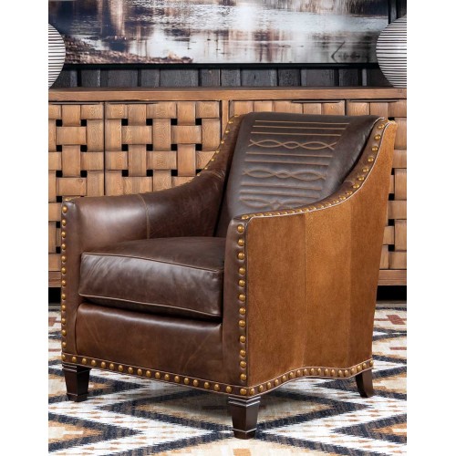 Cassidy Brown Leather Chair | Boot Stitch | Western