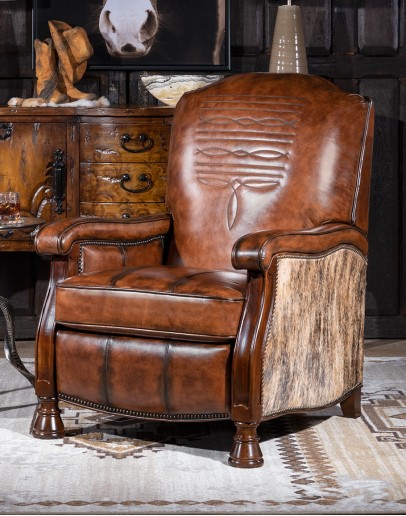 Traditional Western Leather Recliner | Cowhide | Adobe Interiors