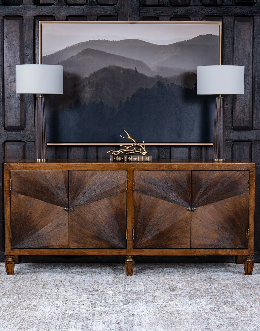 Mojave Sunburst Wooden Buffet Solid Wood Buffet - Light Brown, Durable ...