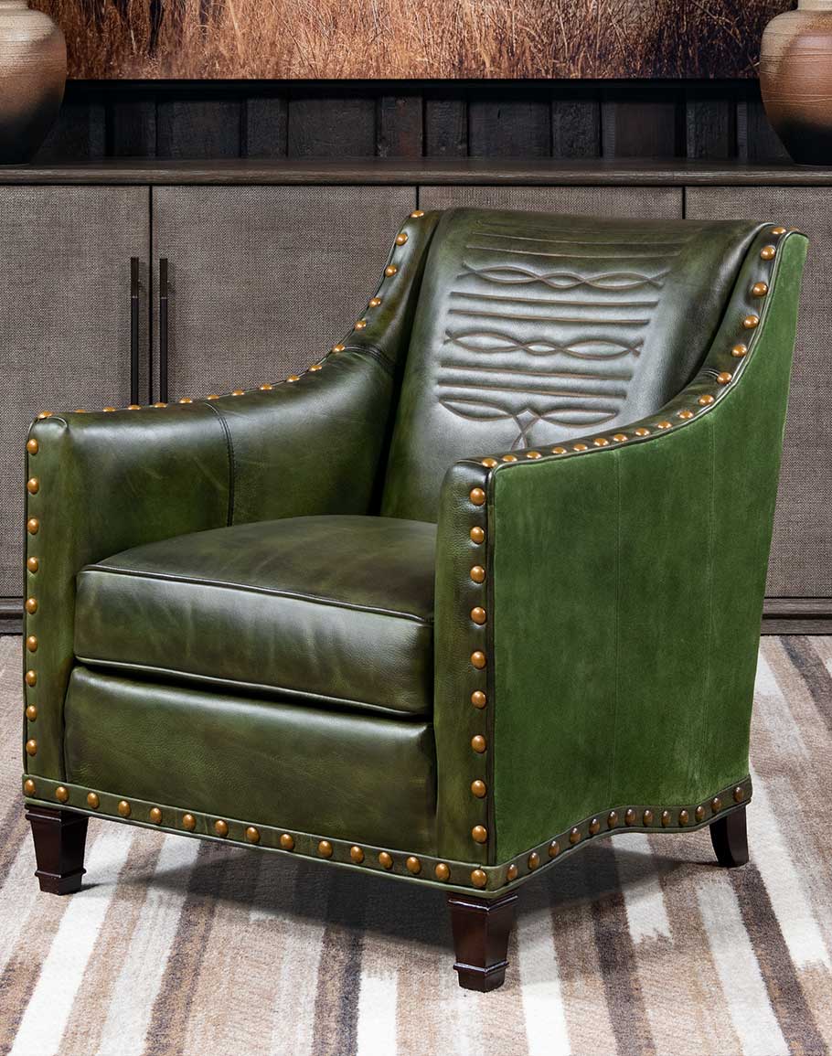 Cassidy Bootstitch Full Grain Leather Accent Chair - Olive Green ...