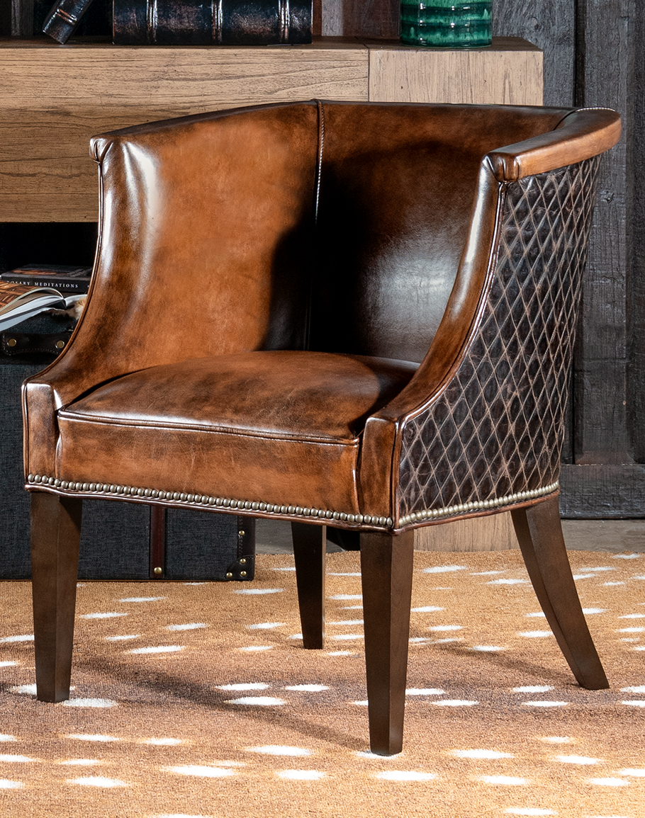 Diamondback Small Full Grain Leather Accent Chair - Cognac Brown ...