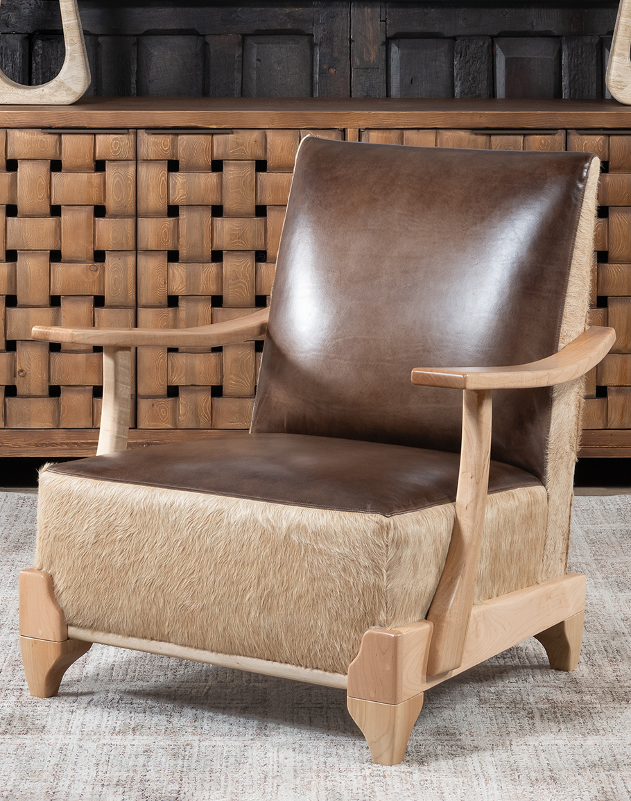 Logan Full Grain Leather Accent Chair - Taupe, Western Ranch | Adobe ...