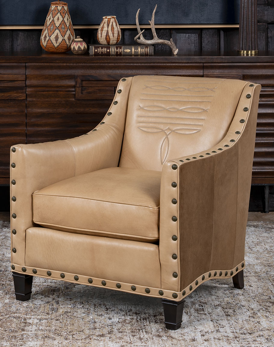 Palomino Bootstitch Full Grain Leather Accent Chair - Ivory, Classic ...