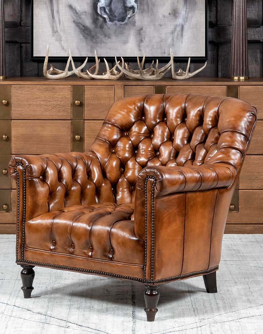 Winchester Tufted Lounge Chair Leather Fine Furniture