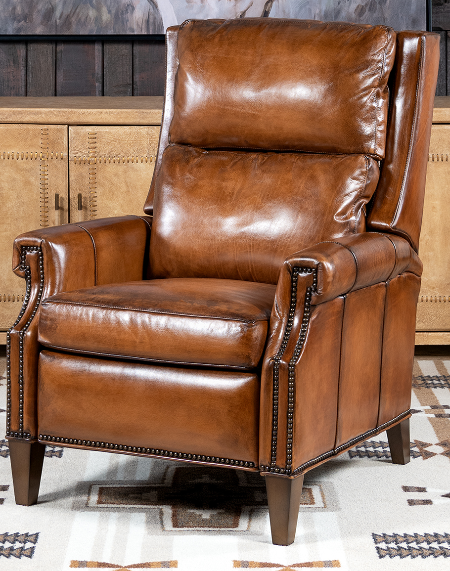 Stetson Brown Leather Recliner American Made Adobe Interiors
