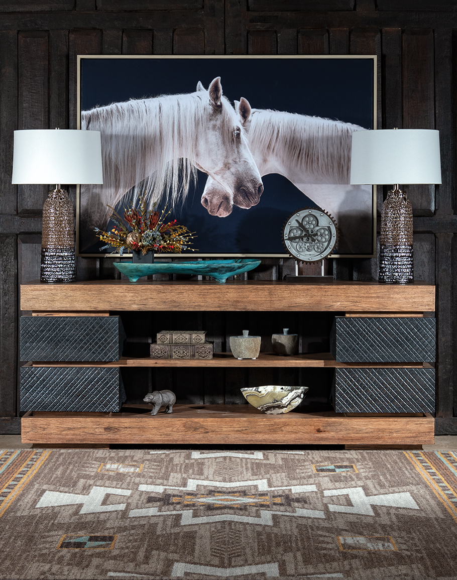 TX Media Console Hard Wood Entertainment Center - Brown Black, Modern ...