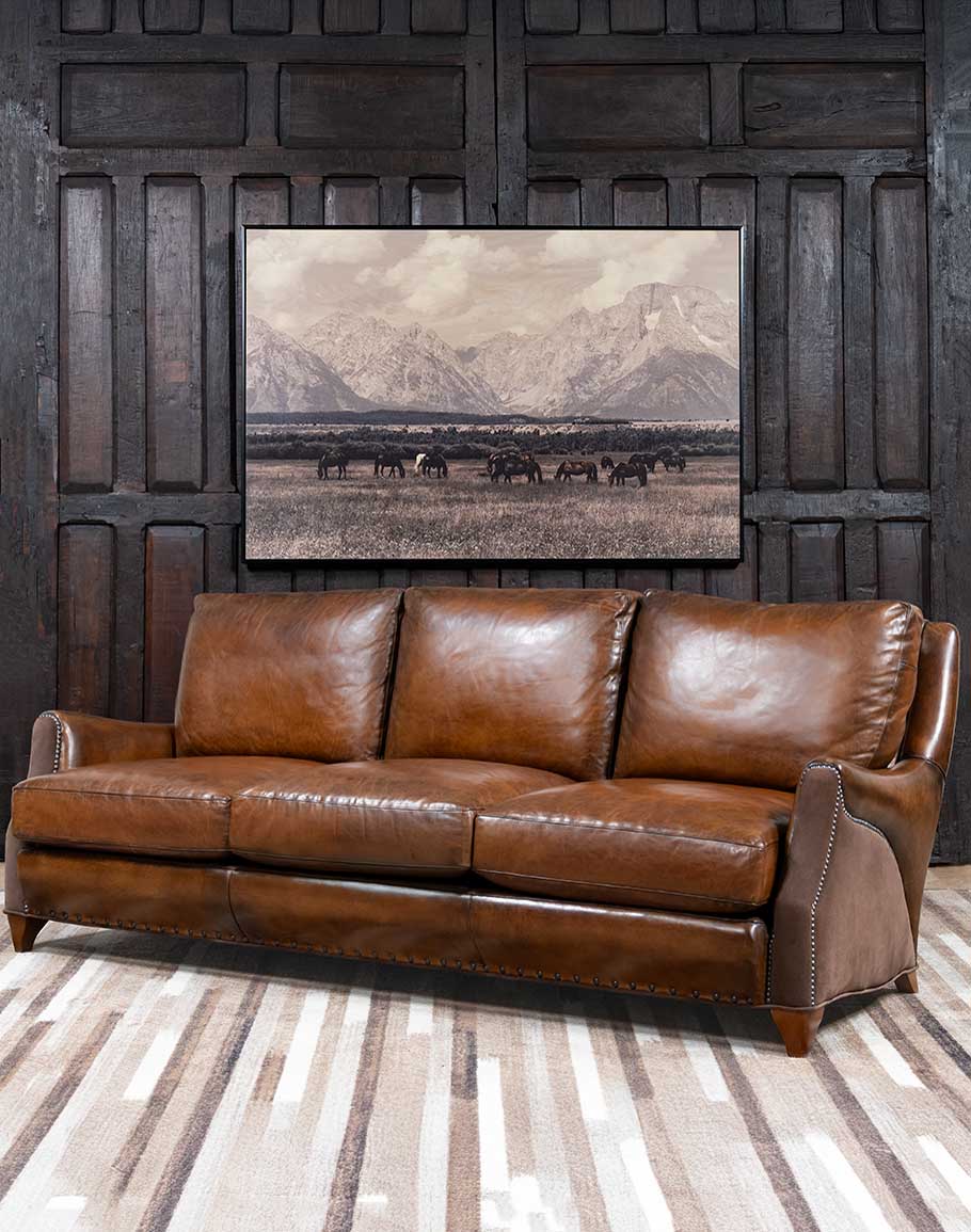 Cowboy AF Top Grain Leather Sofa - Brown, Classic Western | Adobe Interiors